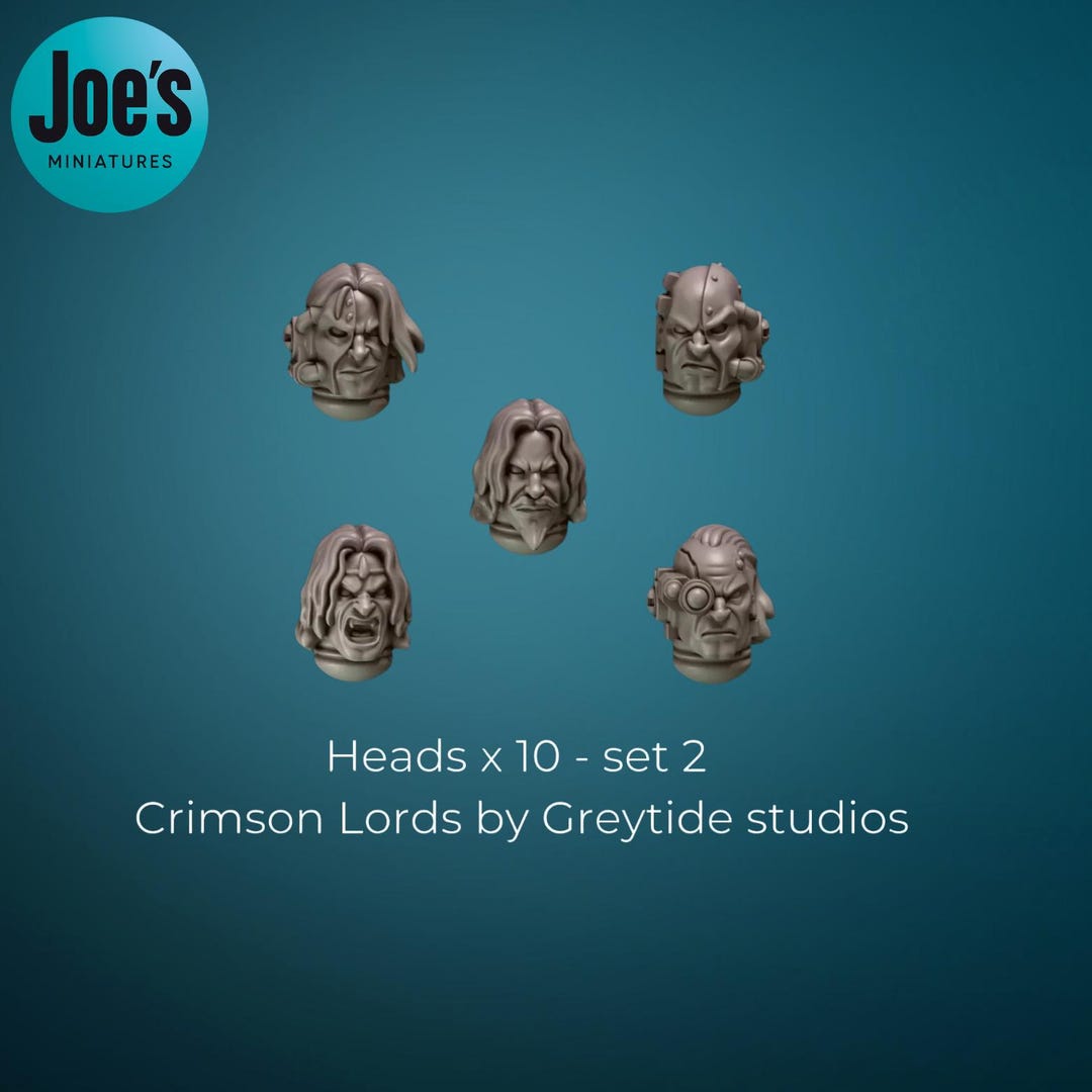 10 X Heads - Set 2 - Crimson Lords - Greytide Studio - Etsy