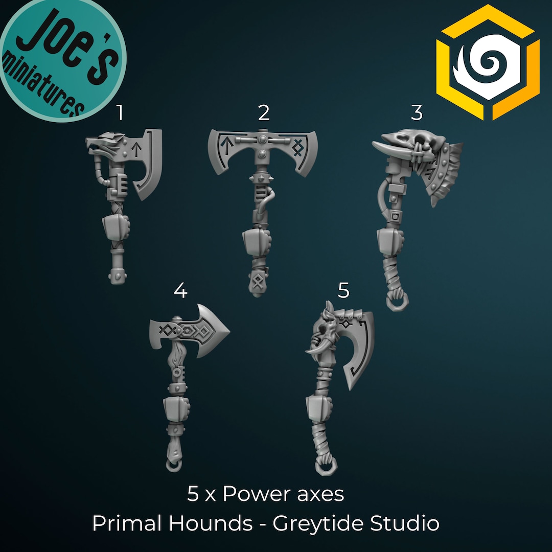 5 X Power Axe's - Primal Hounds - Greytide Studios - Etsy