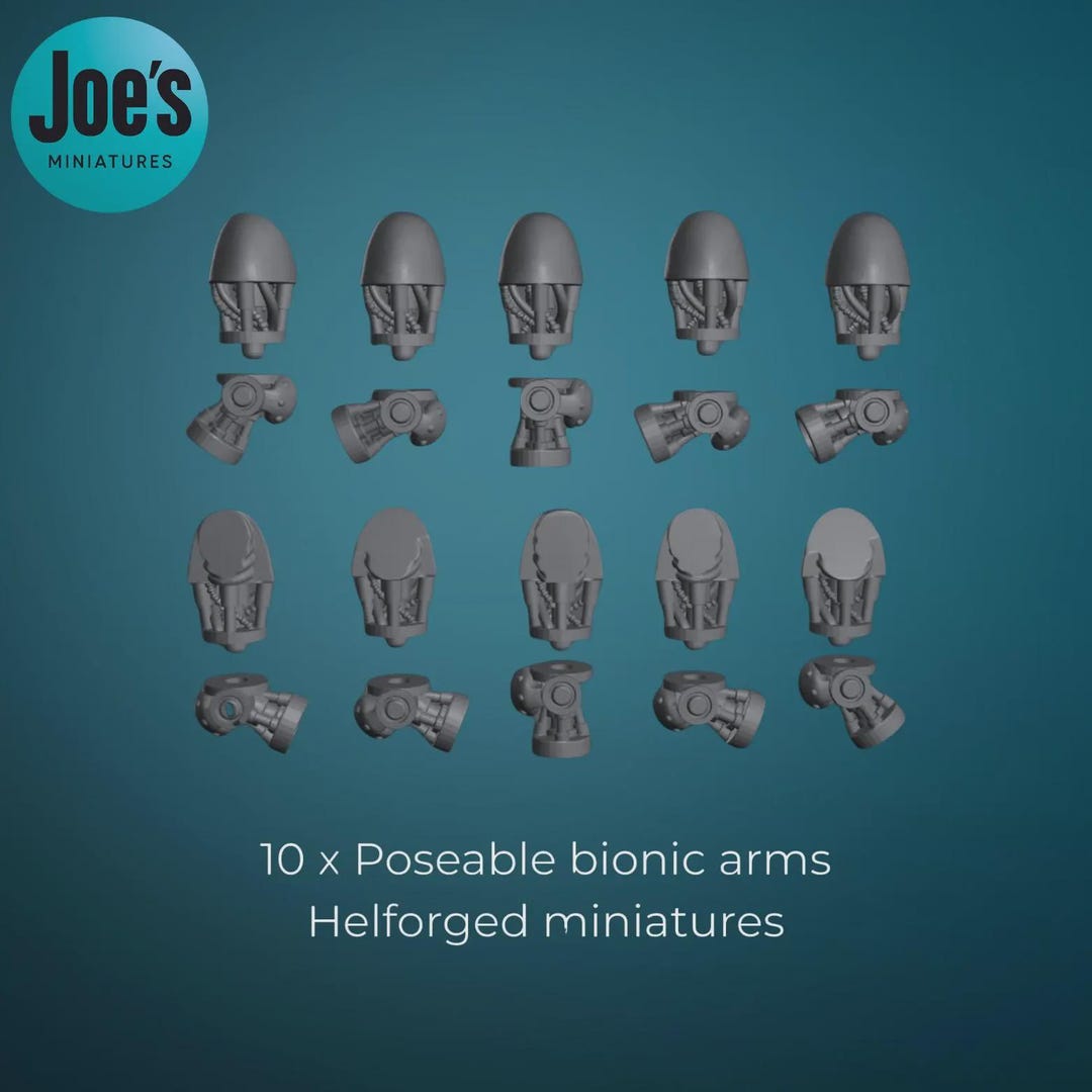 10 X Poseable Bionic Arms for Miniature Wargaming - Helforged ...
