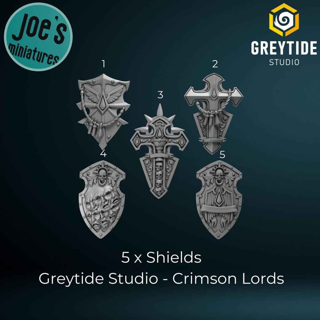 5 X Shields - Crimson Lords - Greytide Studio - Etsy