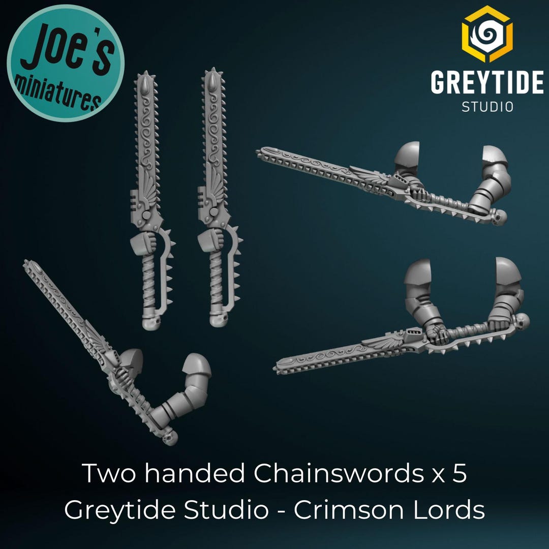 Two Handed Chainswords X 5 - Greytide Studio - Crimson Lords - Etsy