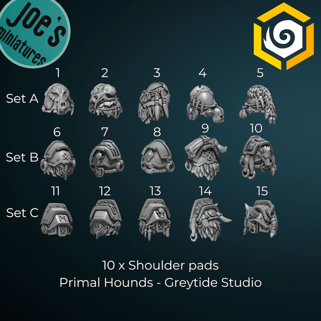 Shoulder Pads X 10 - Pack 1 - Greytide Studios - Primal Hounds - Etsy