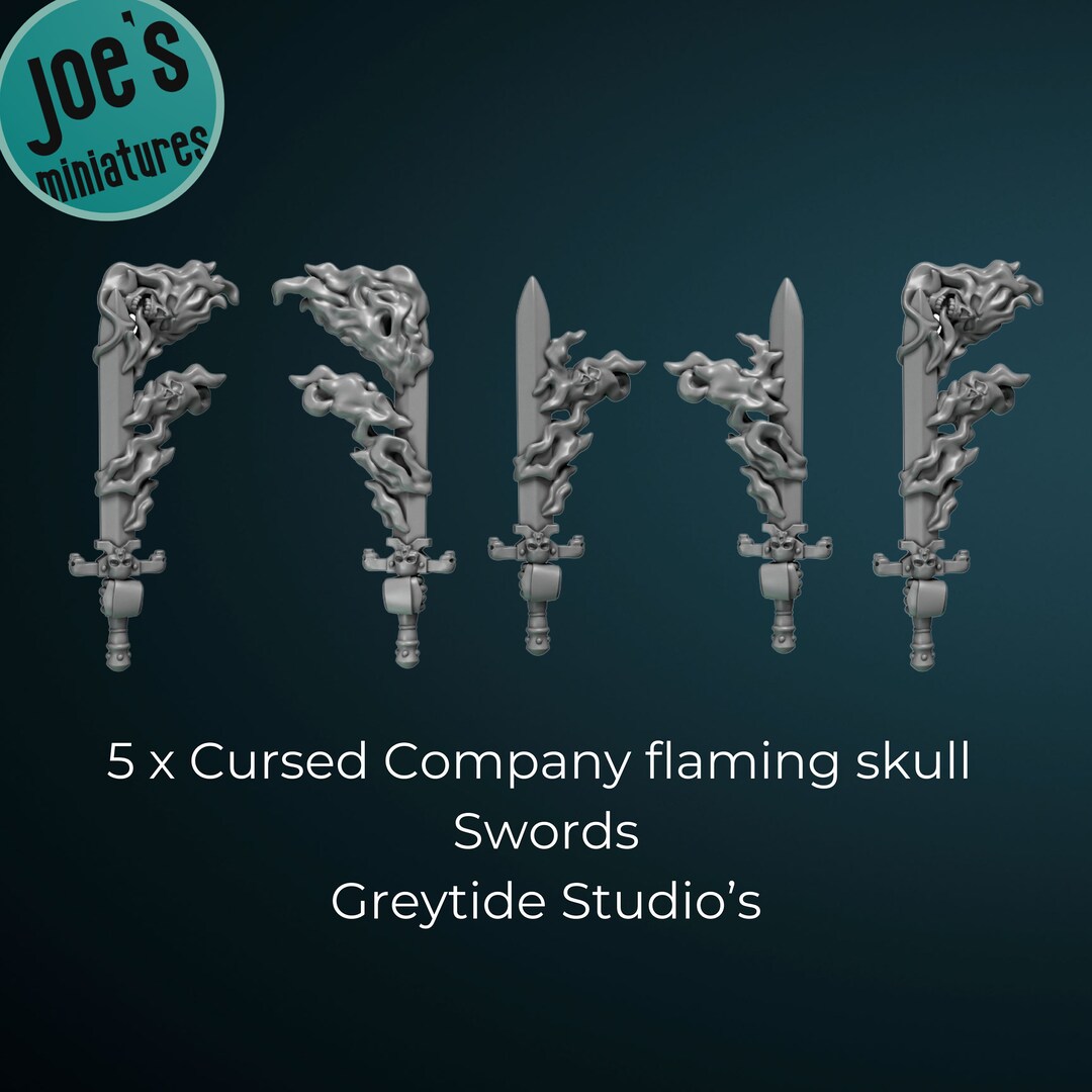 5 X Cursed Company Flaming Skull Weapons - Greytide Studio - Etsy