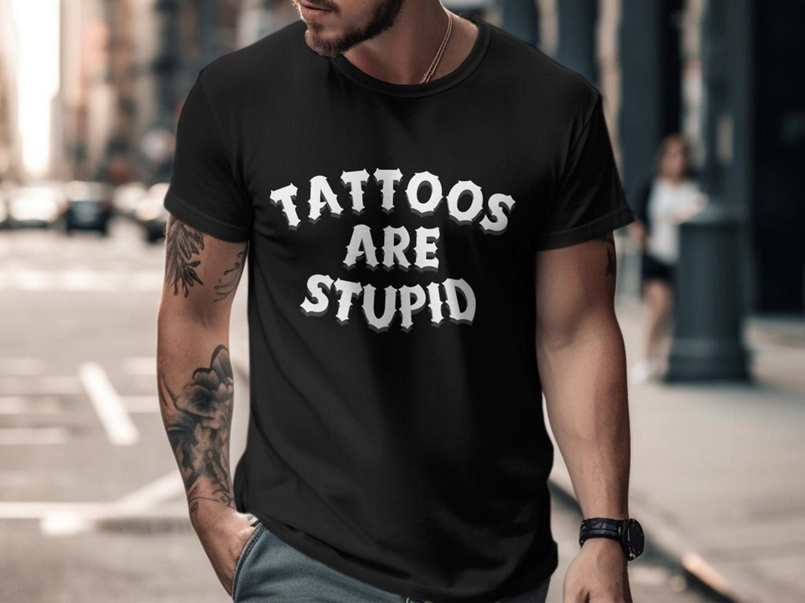 Funny Tattoo Tshirt, Tattoos Are Stupid Shirt, Tattoos Are for Idiots ...