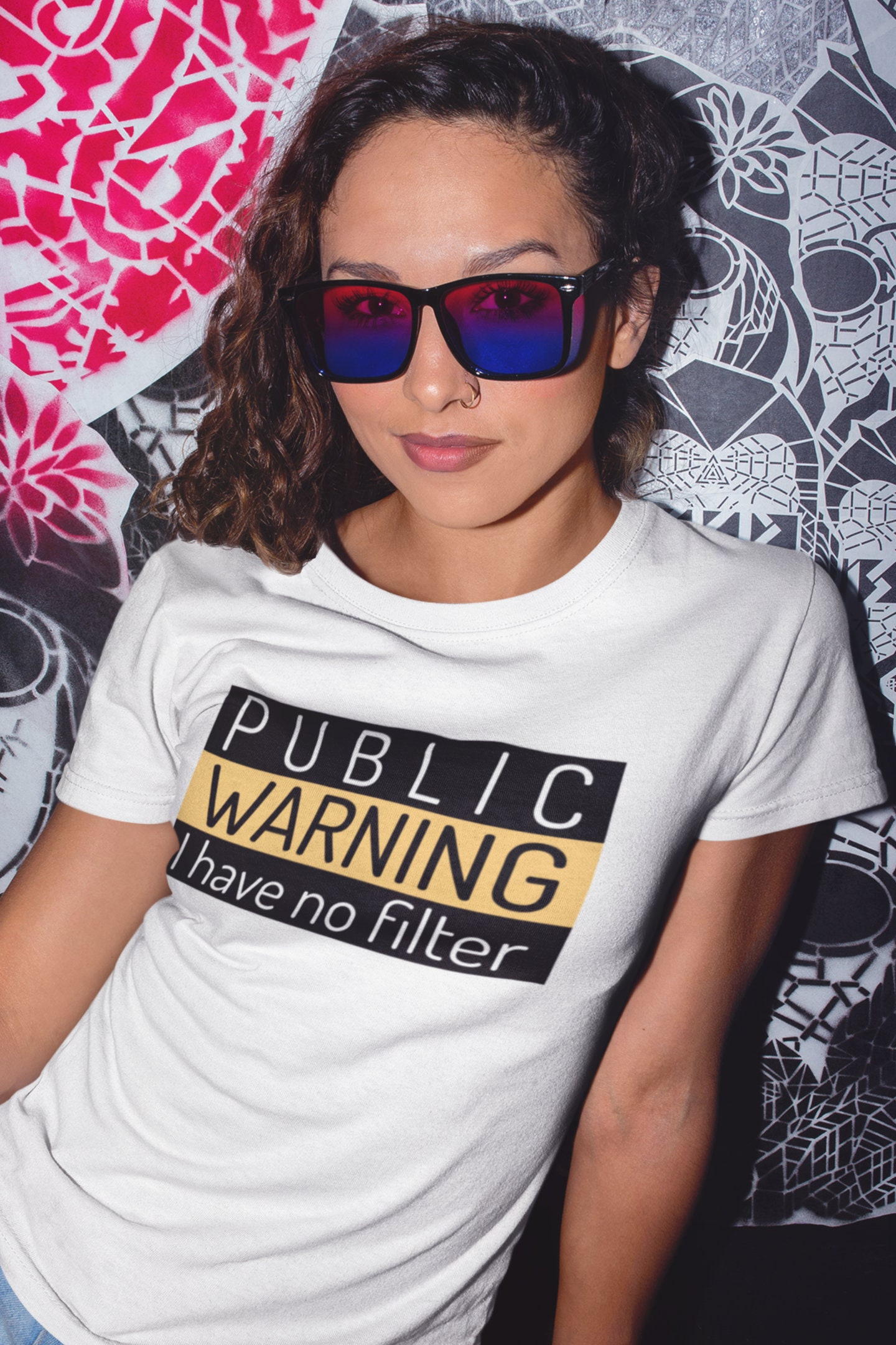 Public Warning I Have No Filter, Caution Unfiltered Tee, Funny ...