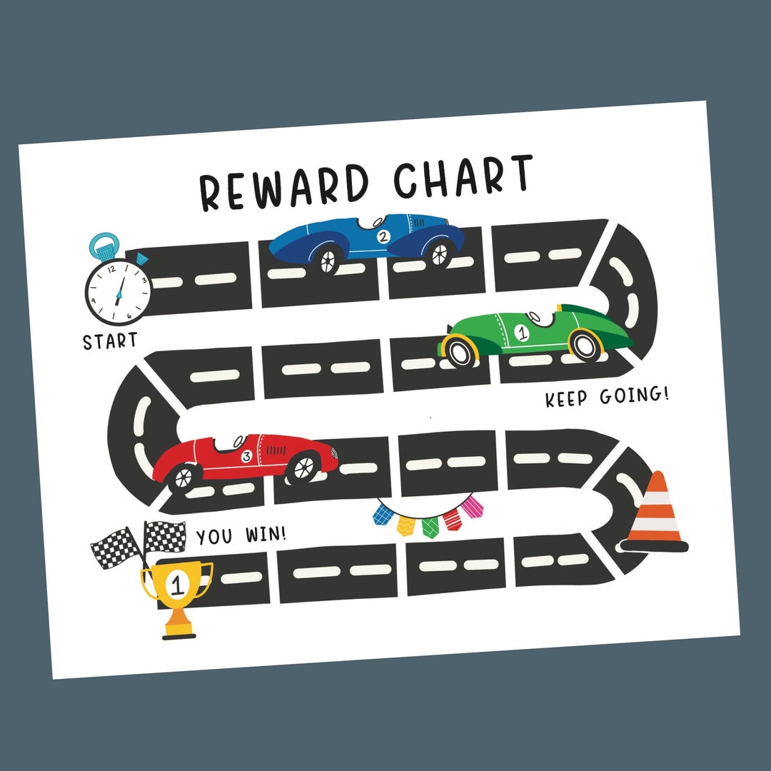 Race Car Reward Chart for Kids and Toddlers. Matching Stickers ...