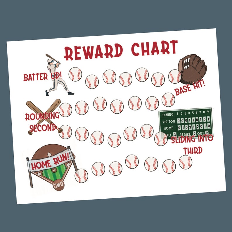 Baseball Reward Chart - Etsy
