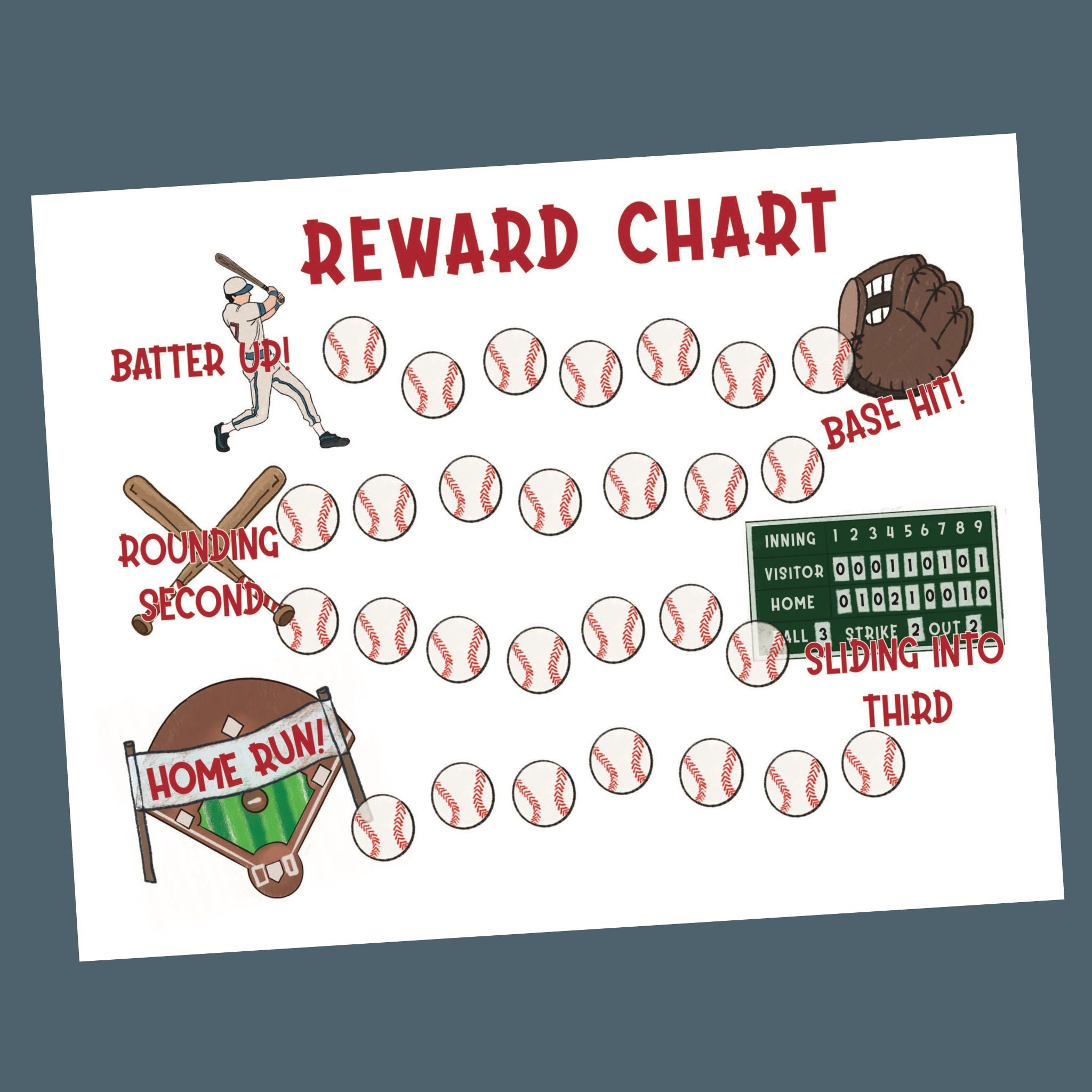 Baseball Reward Chart - Etsy