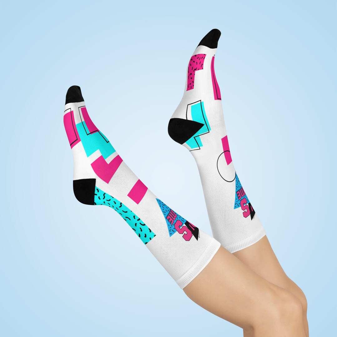 Retro 80's Cushioned Crew Socks - Etsy
