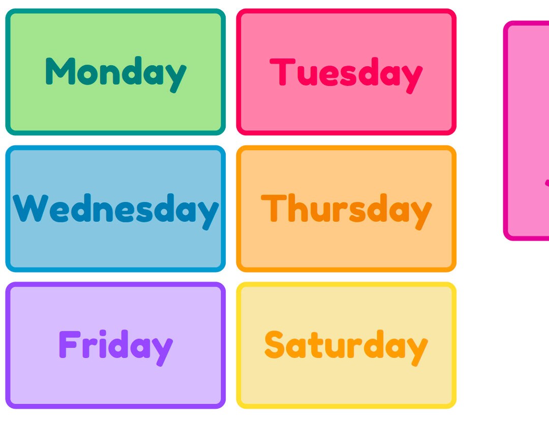 Days of the Week Flashcards/banners - Etsy