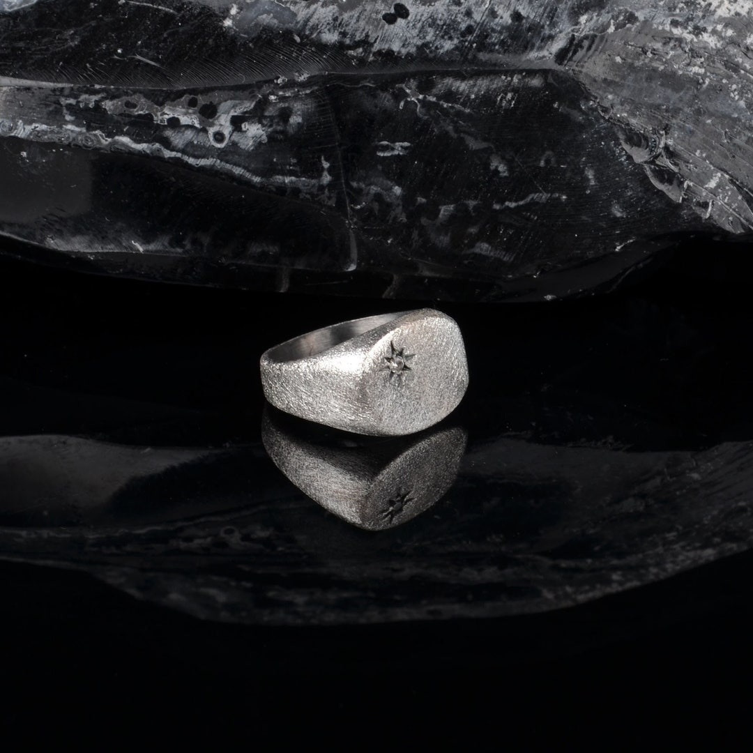 North Star Stone Men's Ring, Polaris Star Ring, North Star Signet Ring ...