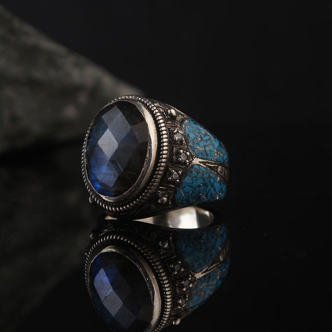 Sapphire Men Ring Signet Mens Ring Blue Stone Men Ring - Etsy