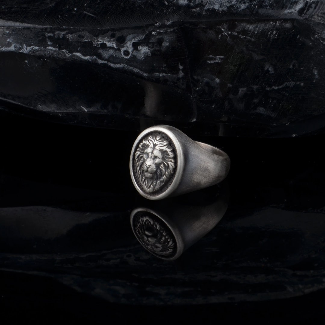 Mens Lion Signet Ring, Men Silver Ring, Handmade Signet Ring, 925 ...