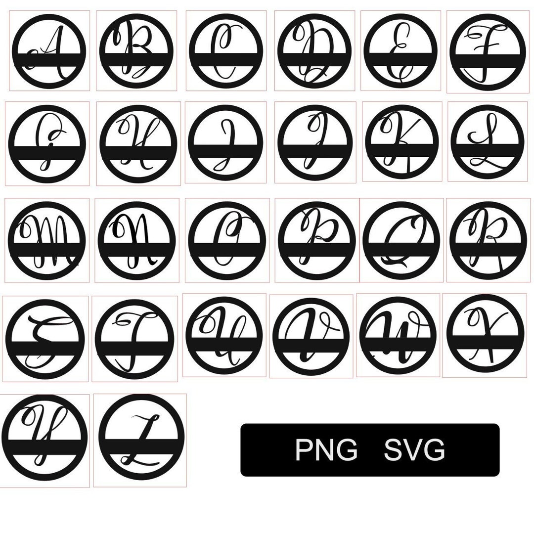 Split Monogram SVG/PNG Split Monogram Alphabet Family - Etsy