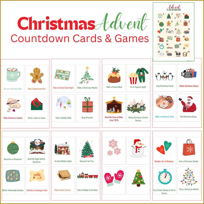 Printable Christmas Advent Calendar Countdown | 24 Fun Family ...