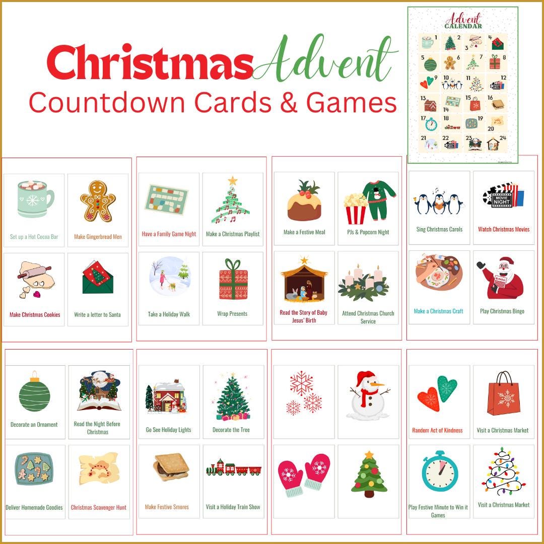 Printable Christmas Advent Calendar Countdown | 24 Fun Family ...