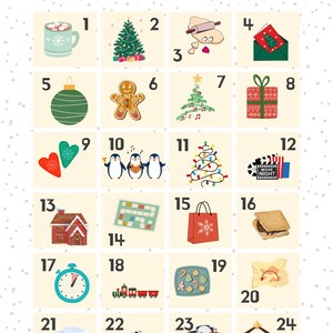 Printable Christmas Advent Calendar Countdown | 24 Fun Family ...