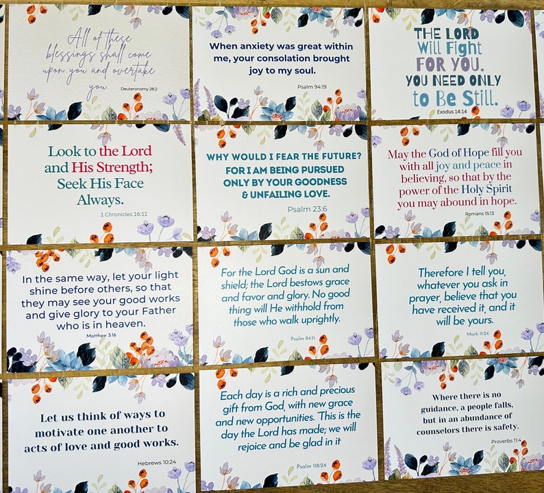 Floral Printable Bible Verse Cards, Scripture Memorization Card Bundle ...