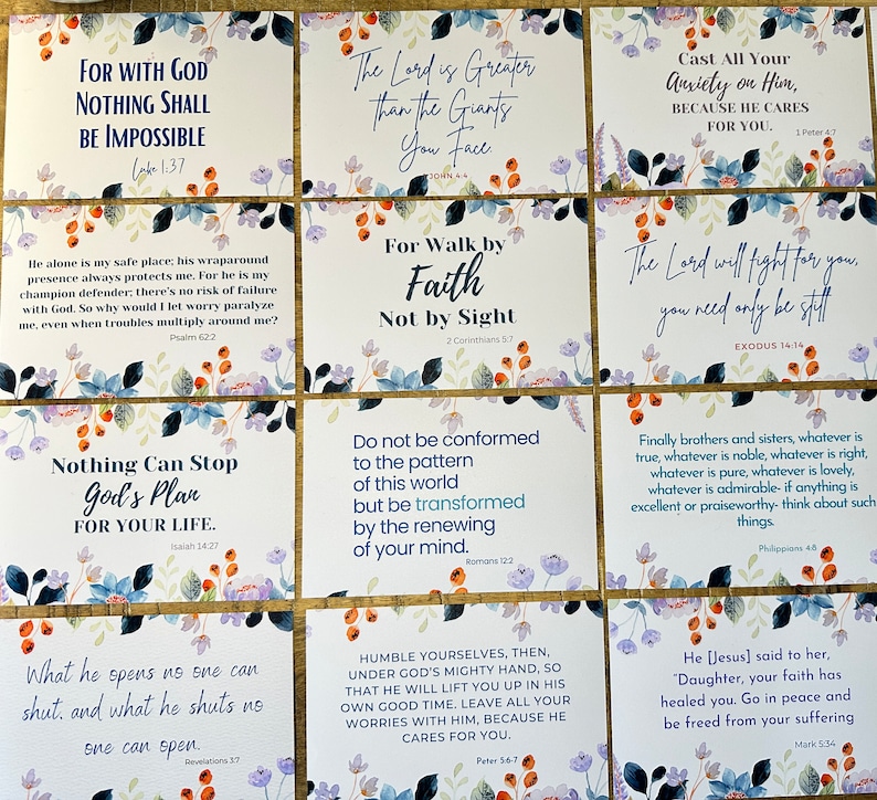 Floral Printable Bible Verse Cards, Scripture Memorization Card Bundle ...
