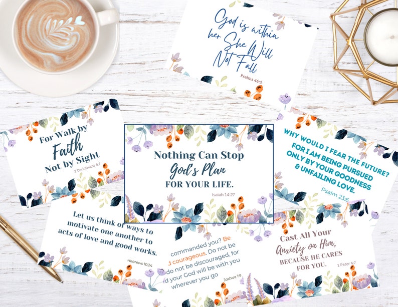 Floral Printable Bible Verse Cards, Scripture Memorization Card Bundle ...