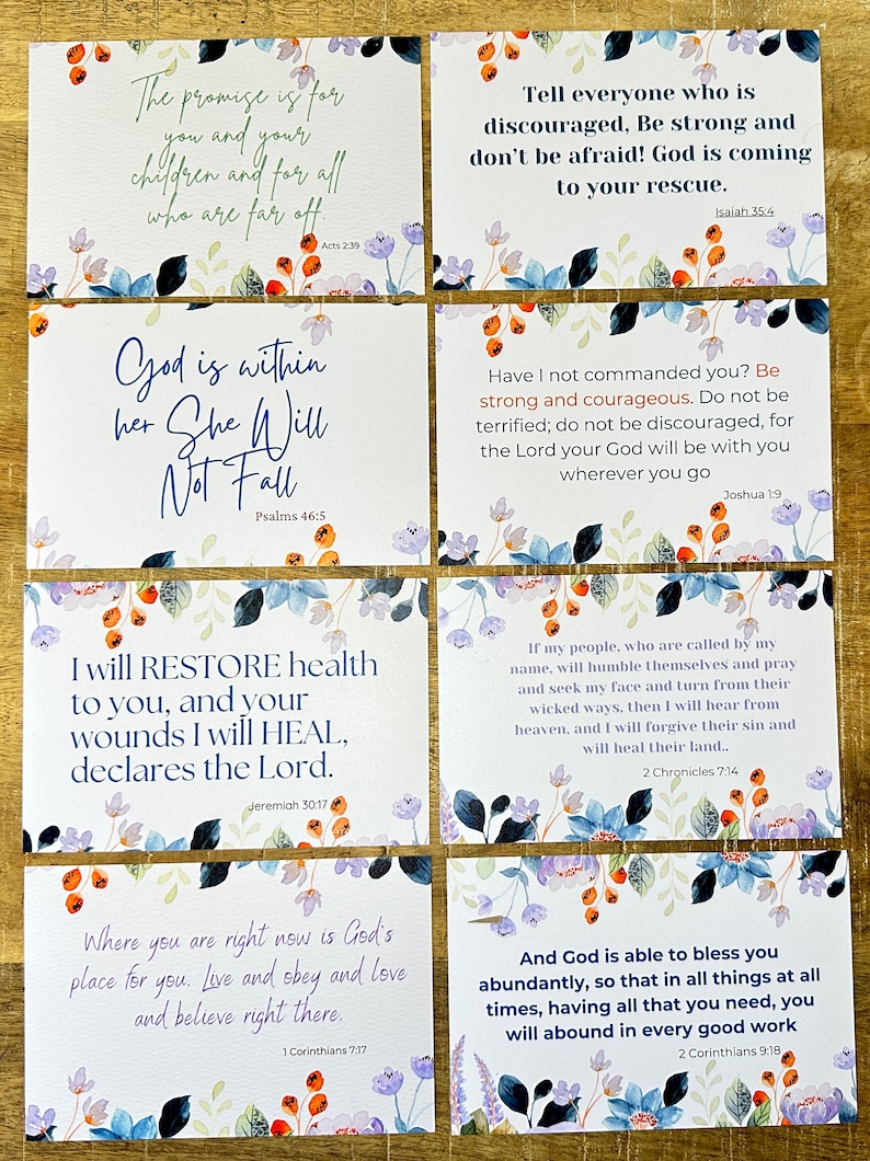 Floral Printable Bible Verse Cards, Scripture Memorization Card Bundle ...