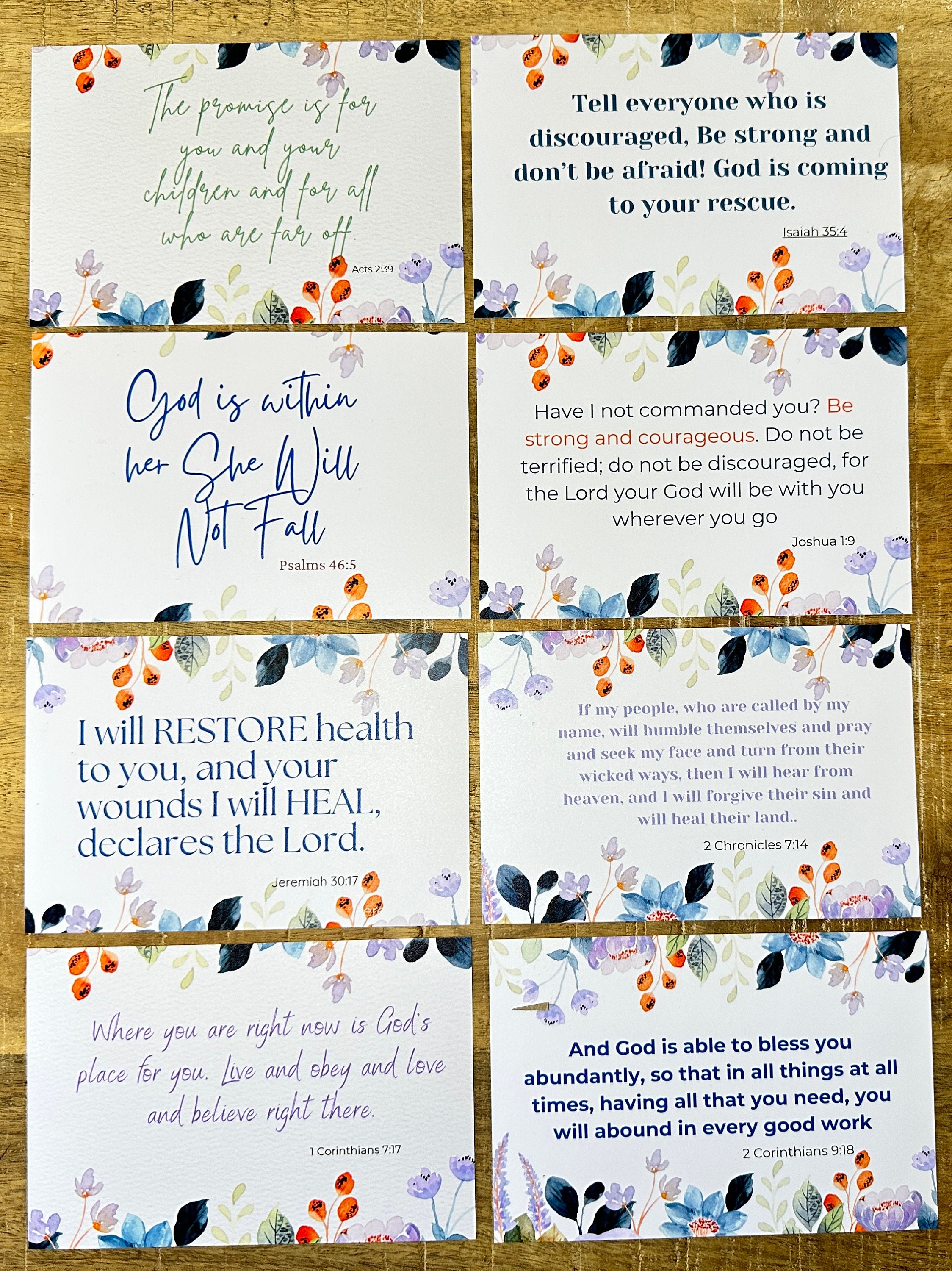 Floral Printable Bible Verse Cards, Scripture Memorization Card Bundle ...