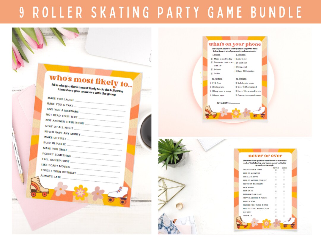 Roller Skate Theme Party Games for Teen Girls | Retro Party Theme Games ...