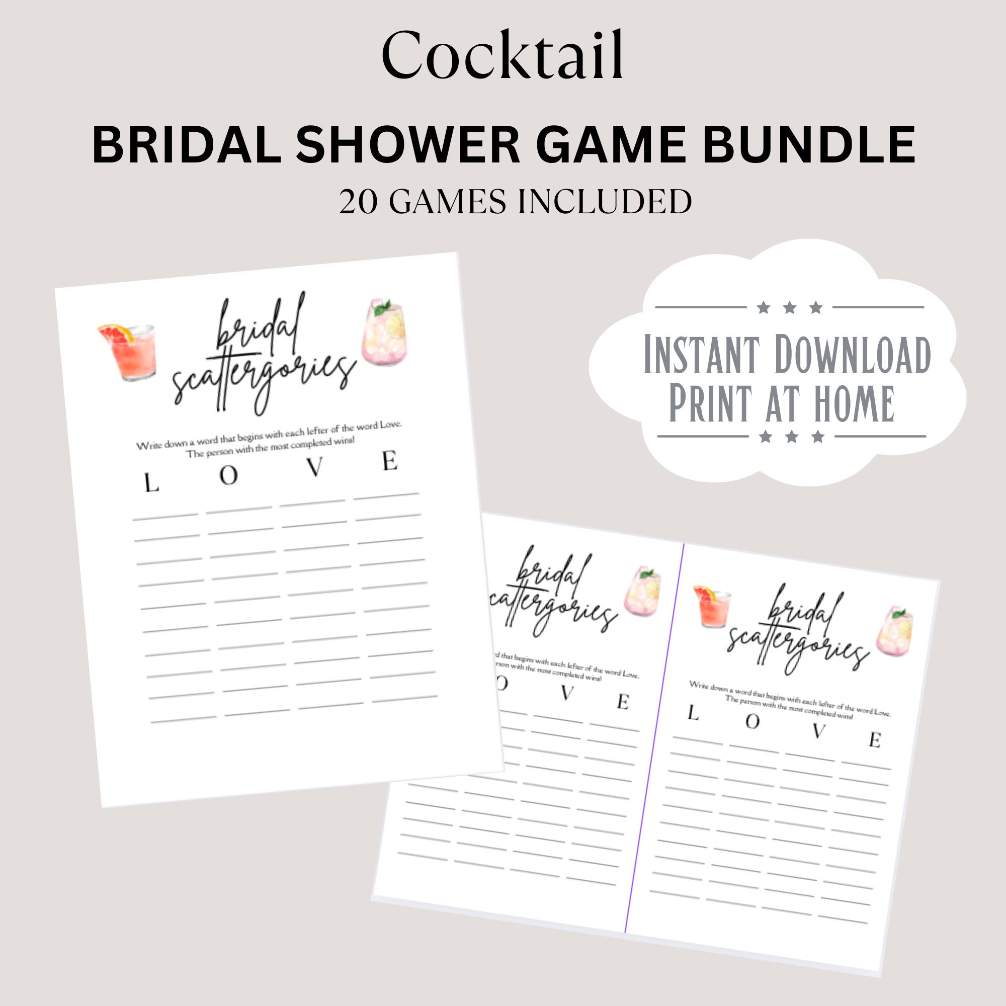 Bridal Shower Games Bundle | Printable Bridal Games for Bridal Shower ...