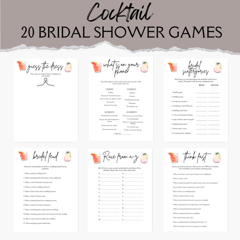 Bridal Shower Games Bundle | Printable Bridal Games for Bridal Shower ...