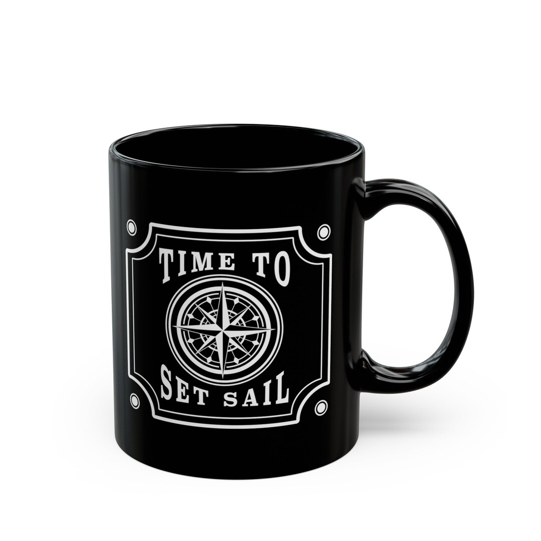 Nautical Compass Rose Mug, Vintage Style Maritime Gift for Captain ...