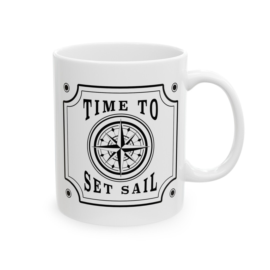 Nautical Compass Rose Mug, Vintage Style Maritime Gift for Captain ...