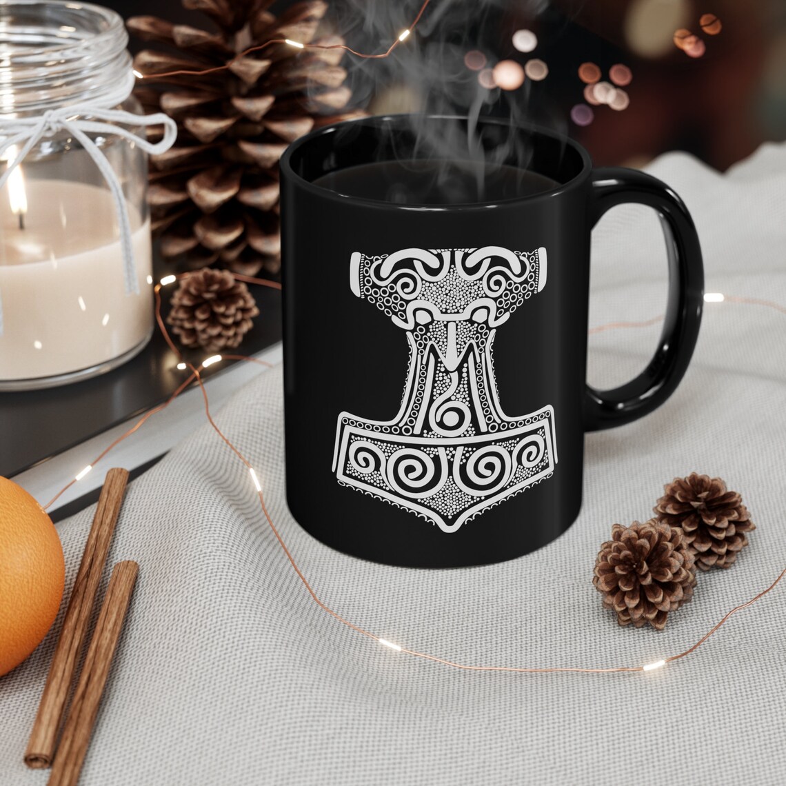 Mjolnir Viking Coffee Mug, Thor Hammer Mead Cup, Norse Mythology Nordic ...