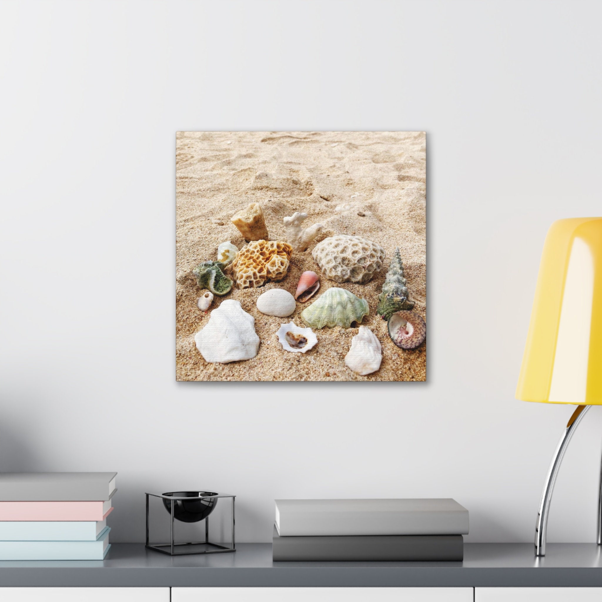 Coastal Gallery Wall Art for Living Room Sea Shells on Canvas Wall ...