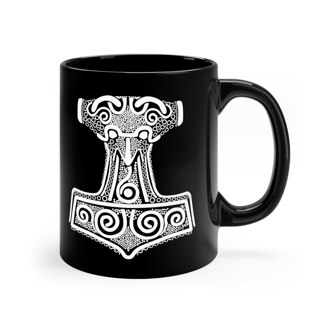 Mjolnir Viking Coffee Mug, Thor Hammer Mead Cup, Norse Mythology Nordic ...