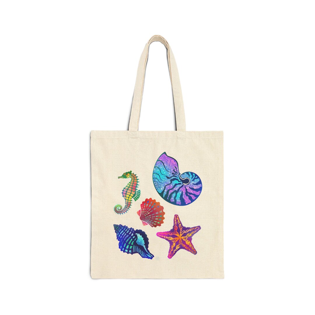 Seashell Beach Bag, Coastal Canvas Tote Bag for Beach Lover ...
