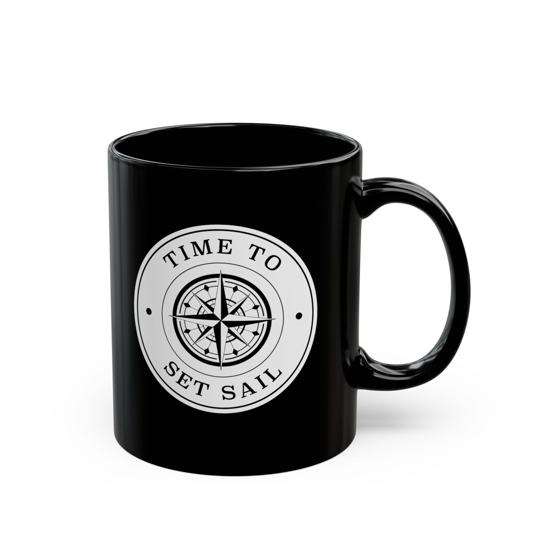 Nautical Compass Rose Mug, Vintage Style Maritime Gift for Captain ...