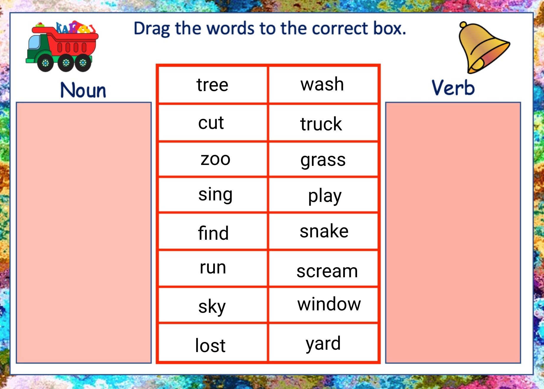 Noun, Verb Drag and Drop Sort Boom Cards - Etsy