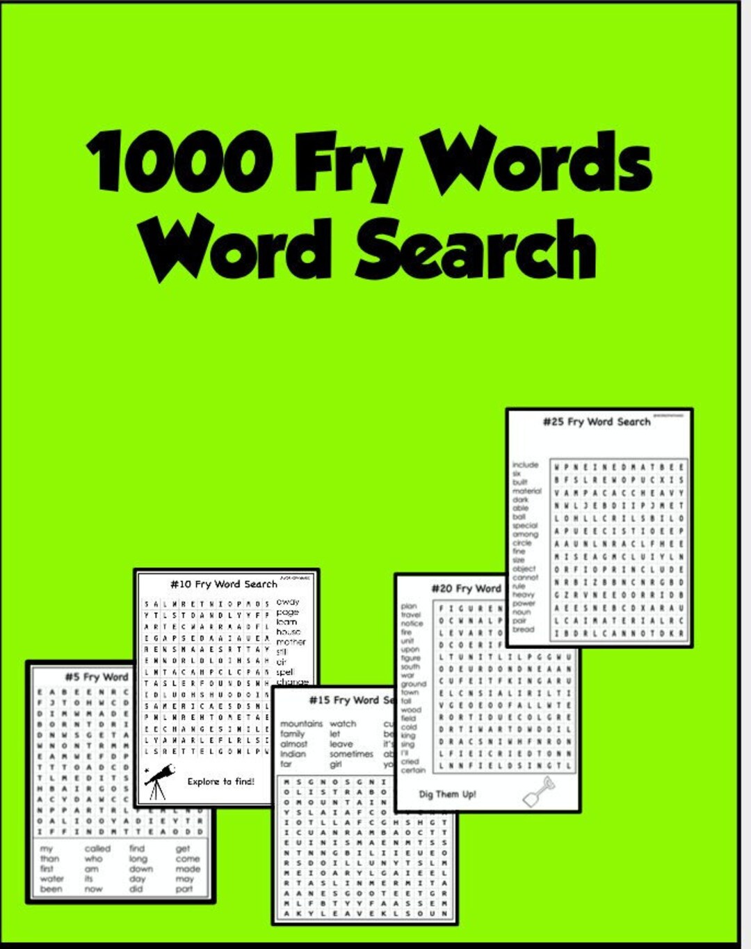 1000 Fry Words Word Search Puzles - Etsy