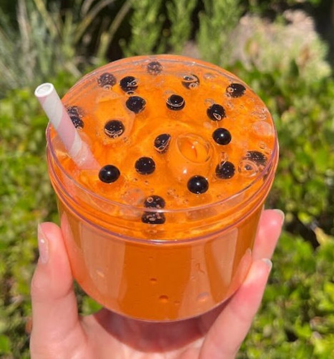 Thai Tea Boba Slime, Thai Milk Tea Slime, Pumpkin Spice Boba Slime, Thick and Glossy Slime, Boba ...