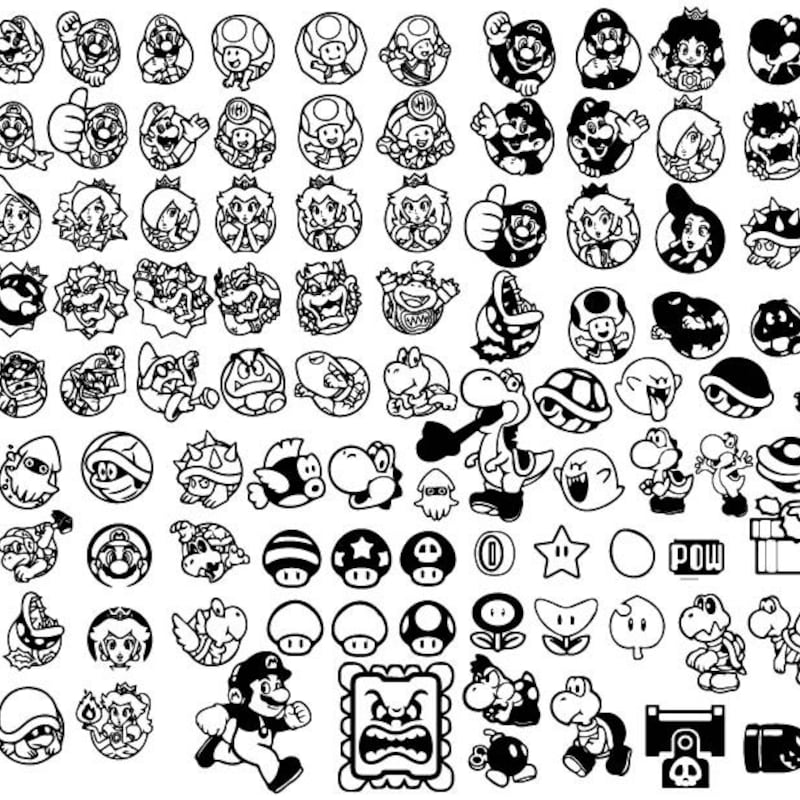 Super Mario Outline - Etsy