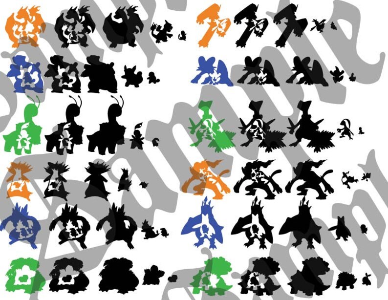 Pokemon Evolution SVG Silhouette – Generations 1-4 (digital Download ...