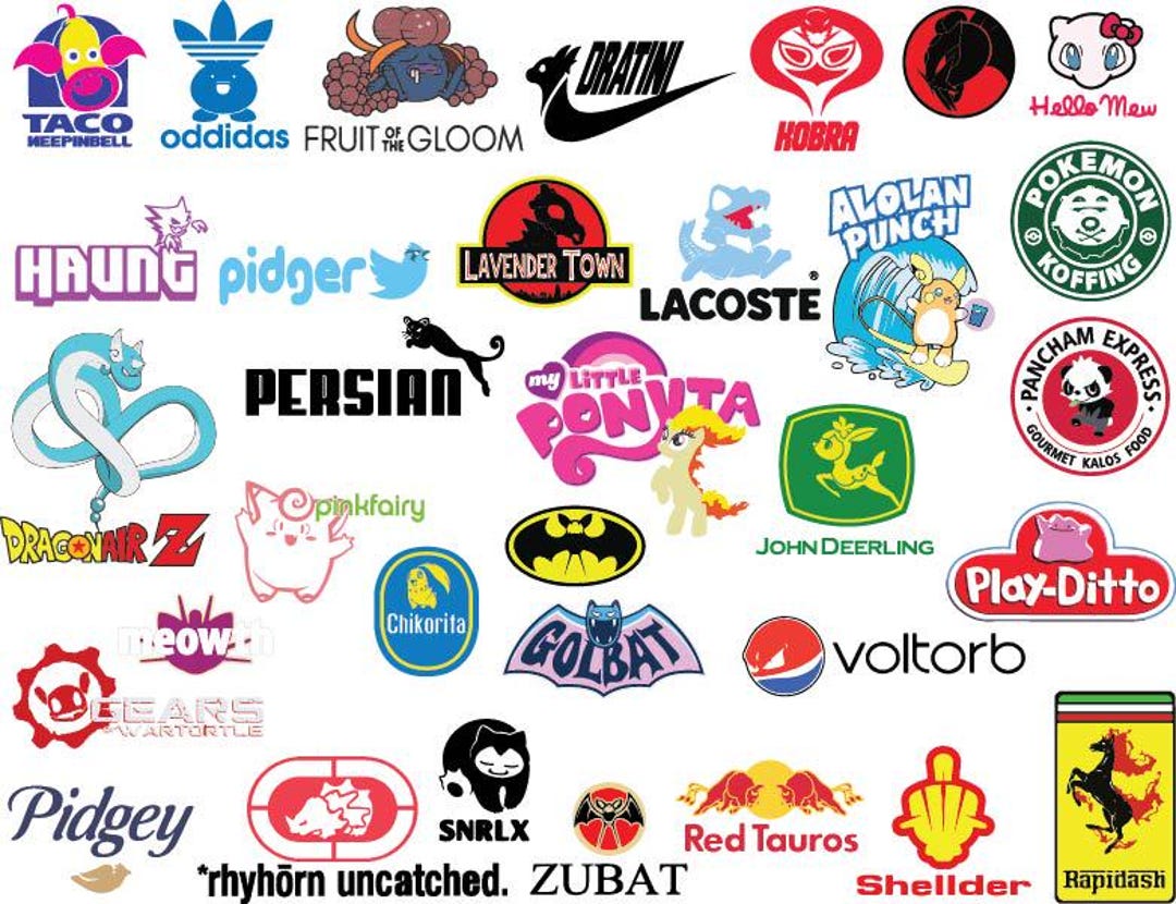 Poekeymon Funny Brand Logos- Different Unique Brand Logos - Multiple ...