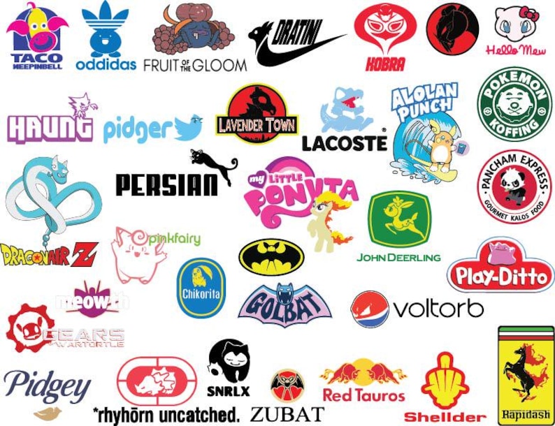 Poekeymon Funny Brand Logos- Different Unique Brand Logos - Multiple ...