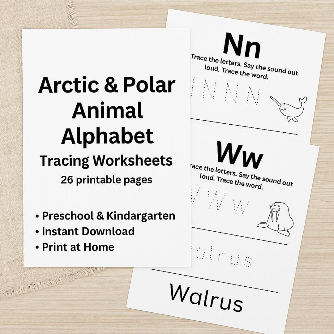 Arctic Animals Alphabet Tracing Worksheets | ABC Letter Tracing ...