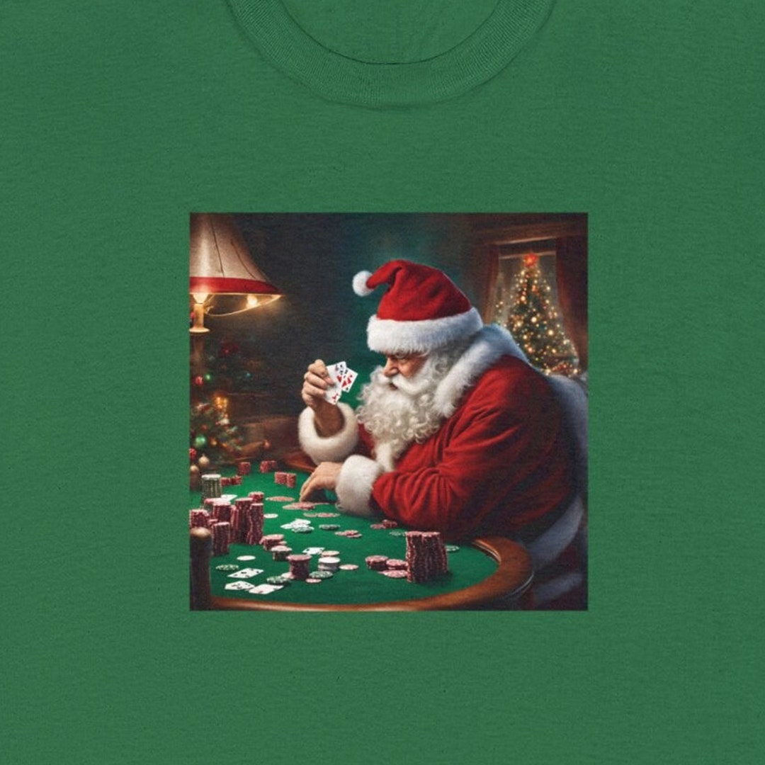 Santa Playing Poker Unisex Heavy Cotton Tee Christmas - Etsy