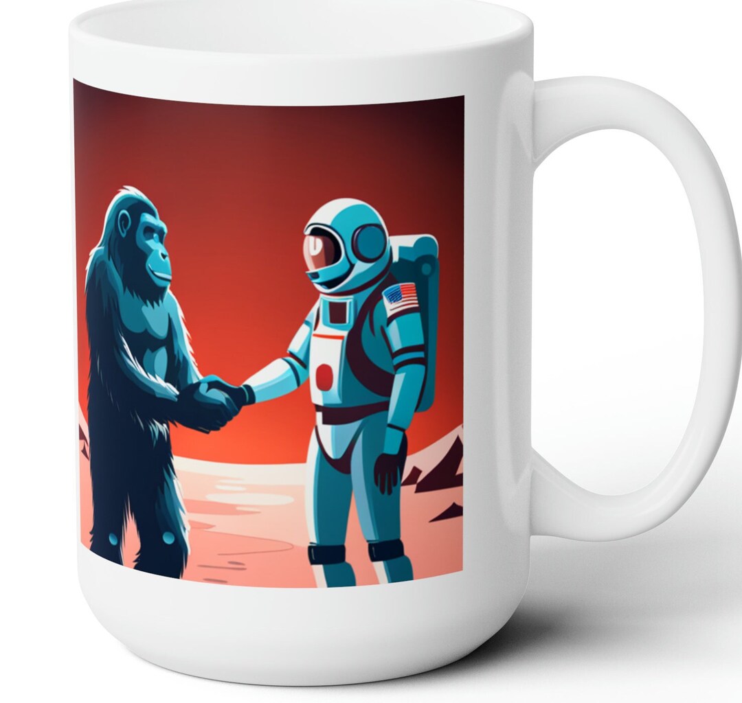 Ape and Astronaut - Ceramic Mug 15oz - Space Planets Animals Graphic AI ...