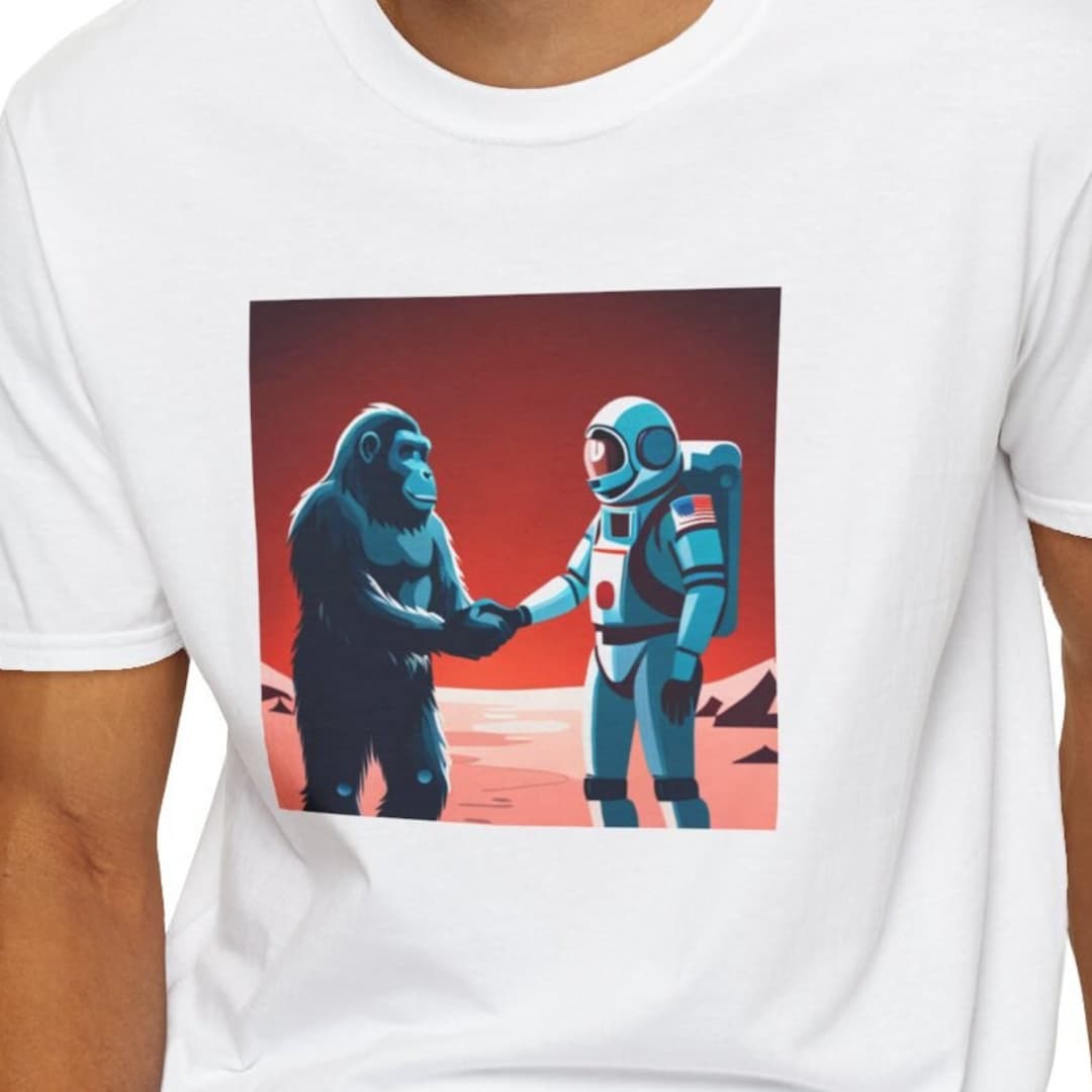 Astronaut and Ape Graphic - Unisex Softstyle Planet Space Monkey NASA ...