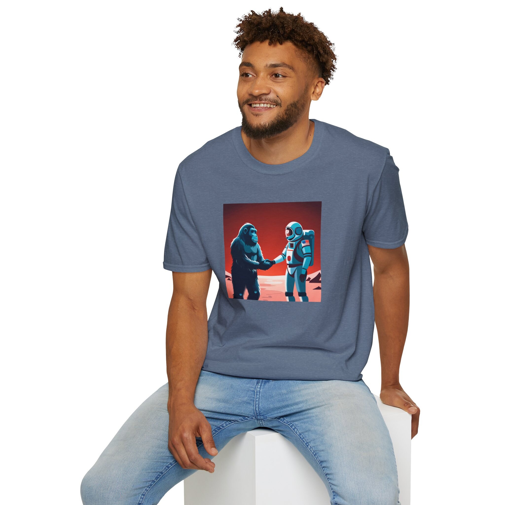 Astronaut and Ape Graphic - Unisex Softstyle Planet Space Monkey NASA ...