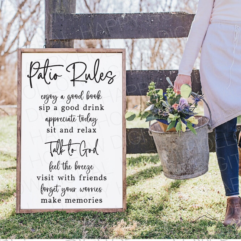Patio Sign SVG - Patio Decor - Outdoor Sign - Patio Bar - Rules Sign ...