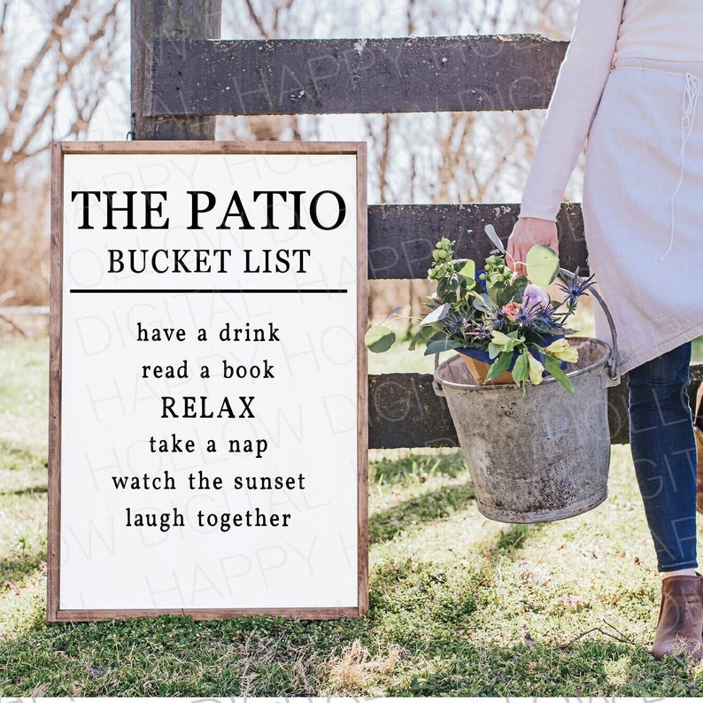 Bucket List SVG - Patio Sign SVG - Patio Decor - Bucket List Sign ...